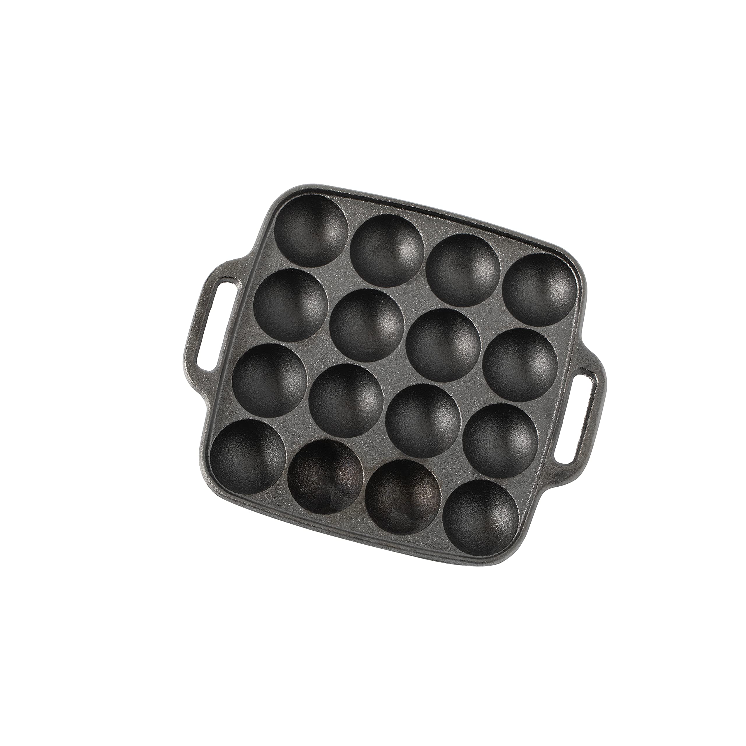 ZEELIK Takoyaki Cast Iron Pan - 16 Hole Heavy Duty NonStick Square Cooking Plate Octopus Ball Maker - Complete with 2 Silicone Oven Mitts