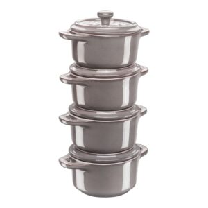 staub, ceramic by staub mini cocotte set 4 compartments round