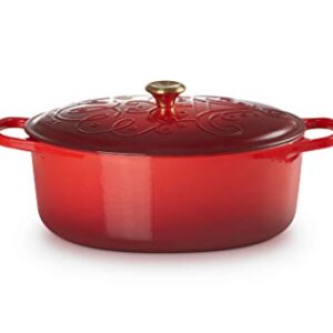 Le Creuset Enameled Cast Iron Noel Collection Signature Oval Dutch Oven, 6.75 qt., Applique w/Gold Knob