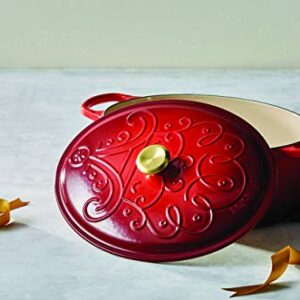 Le Creuset Enameled Cast Iron Noel Collection Signature Oval Dutch Oven, 6.75 qt., Applique w/Gold Knob