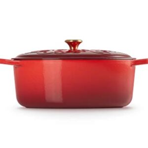 Le Creuset Enameled Cast Iron Noel Collection Signature Oval Dutch Oven, 6.75 qt., Applique w/Gold Knob