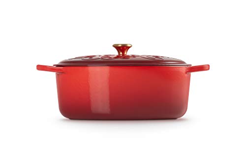 Le Creuset Enameled Cast Iron Noel Collection Signature Oval Dutch Oven, 6.75 qt., Applique w/Gold Knob