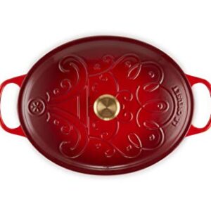 Le Creuset Enameled Cast Iron Noel Collection Signature Oval Dutch Oven, 6.75 qt., Applique w/Gold Knob