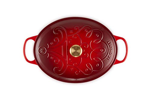 Le Creuset Enameled Cast Iron Noel Collection Signature Oval Dutch Oven, 6.75 qt., Applique w/Gold Knob