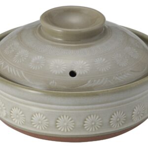 Ginpo Touki 21061 Banko Ware Ginpo Earthenware (Deep Pot) No. 6 for 1 Person Hanamishima, Heat Retention, Made in Japan