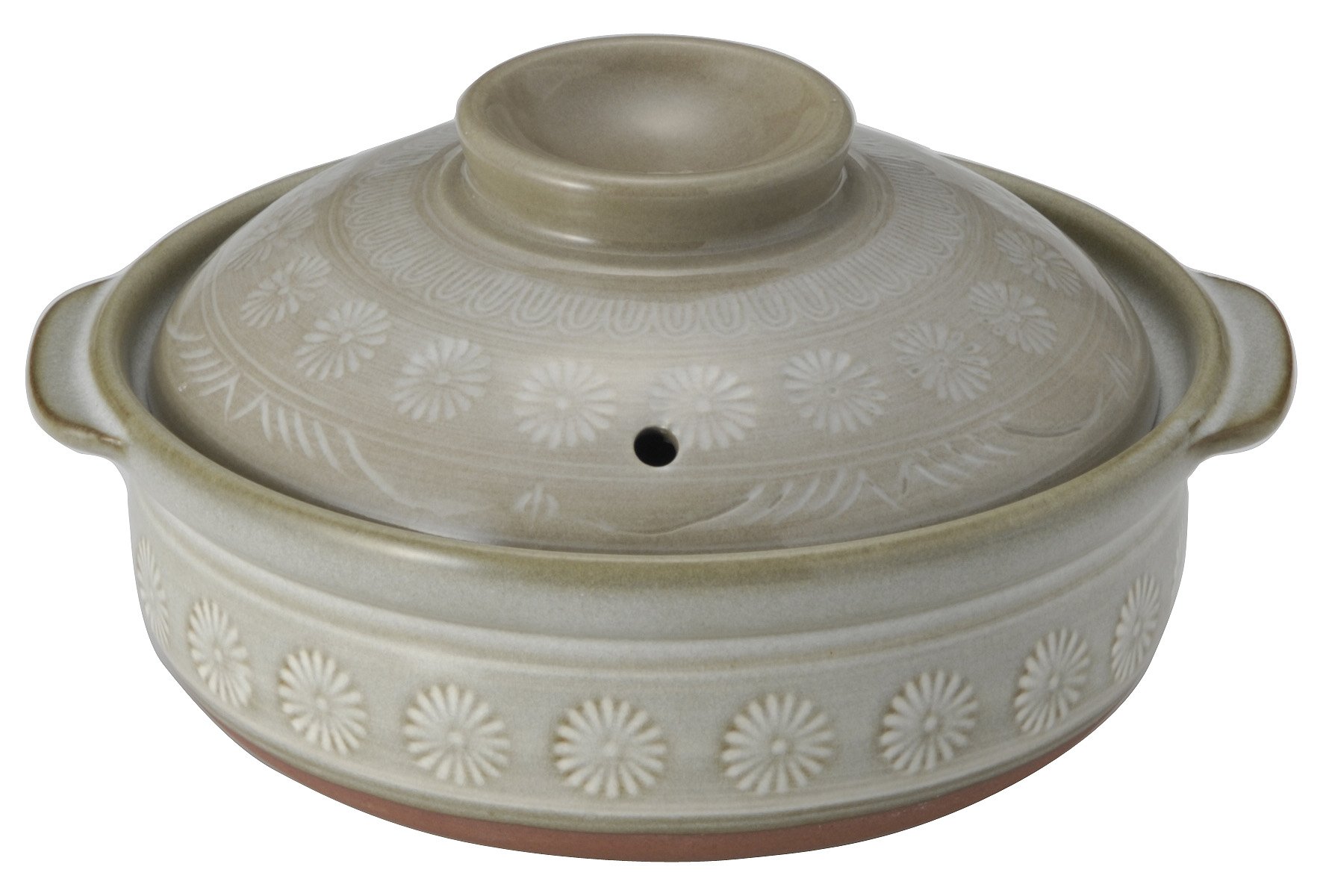 Ginpo Touki 21061 Banko Ware Ginpo Earthenware (Deep Pot) No. 6 for 1 Person Hanamishima, Heat Retention, Made in Japan