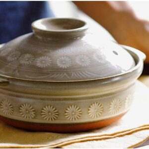 Ginpo Touki 21061 Banko Ware Ginpo Earthenware (Deep Pot) No. 6 for 1 Person Hanamishima, Heat Retention, Made in Japan