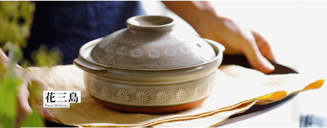 Ginpo Touki 21061 Banko Ware Ginpo Earthenware (Deep Pot) No. 6 for 1 Person Hanamishima, Heat Retention, Made in Japan