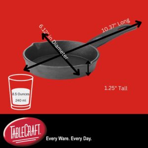 TableCraft Products CW30124 Cast Iron Mini Round Skillet 5⅝" Dia (10⅜" with Handle) x 1¼" D, 1.25" Height, 3.125" Width, 10.375" Length