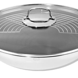 Rosle Stainless Steel Wok Pan with Non-Stick Coating and Glass Lid, 14.2-inch