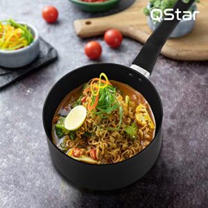 QStar Hard-Anodized Aluminum 3.5qt Nonstick Sauce Pan in Black with Lid and Cool Touch Handles