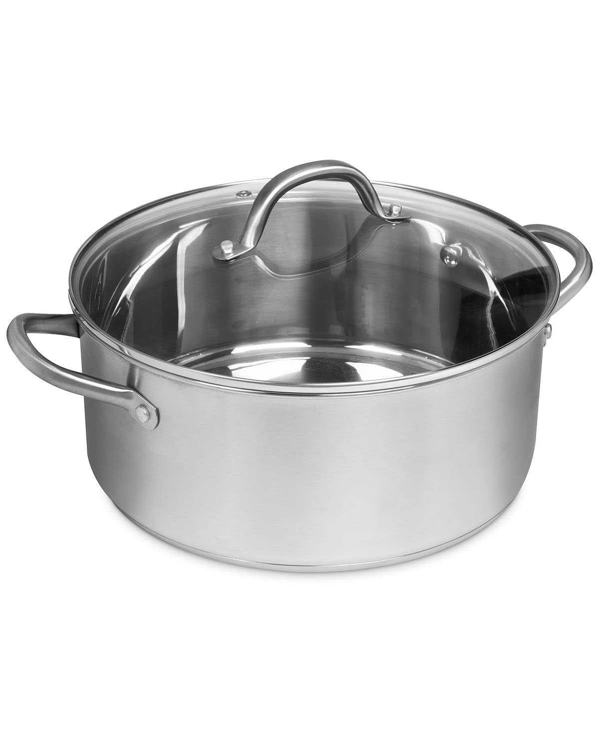 Pro Stainless Steel 7.5-Qt. Dutch Oven with Glass Lid in Silver