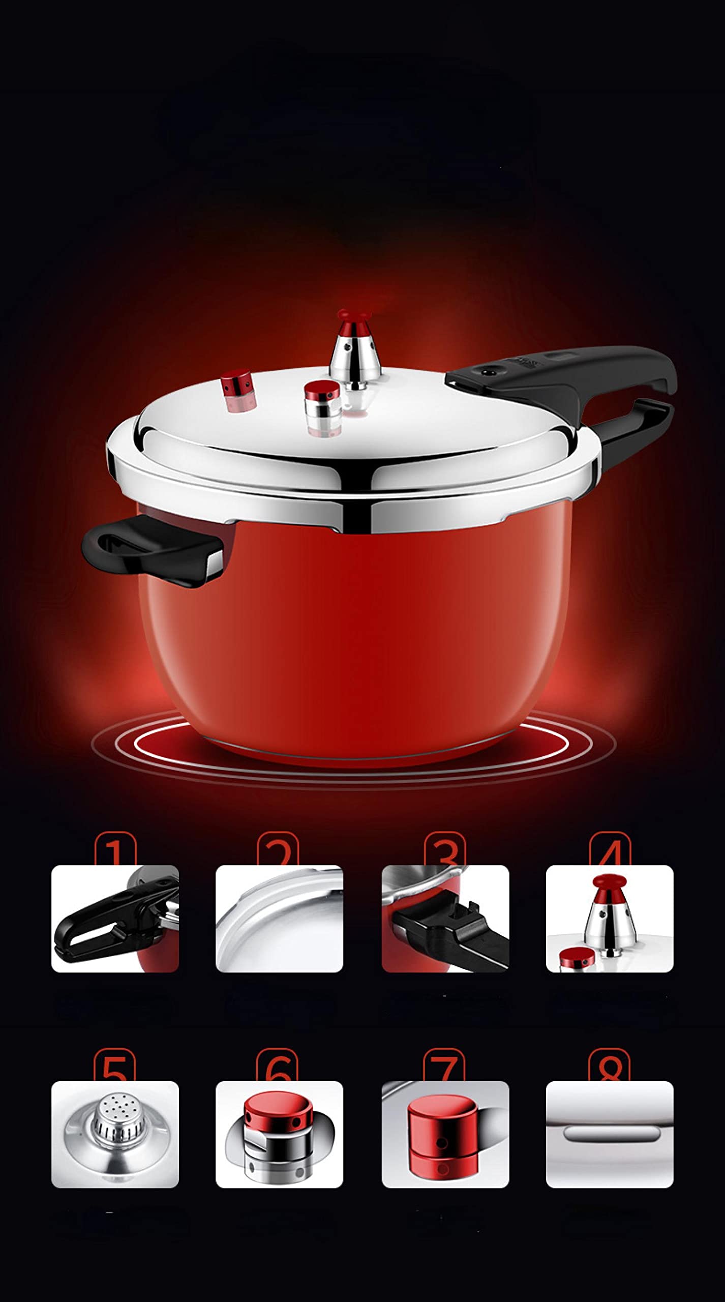 ADAGRO Double Happiness Pressure Cooker 304 Stainless Steel Household Gas Induction Cooker Universal Mini Explosion-Proof Pressure Cooker Sapphire Blue