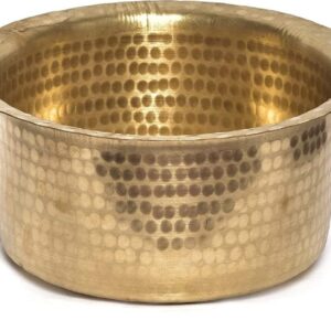 USA Deals 365 Traditional Cookware Brass Pital-Patila-Bhaguna Pure and Attractive Brass Kitchenware, Indian cooking utensils, Pot Patila Combo Set (5 LITER)