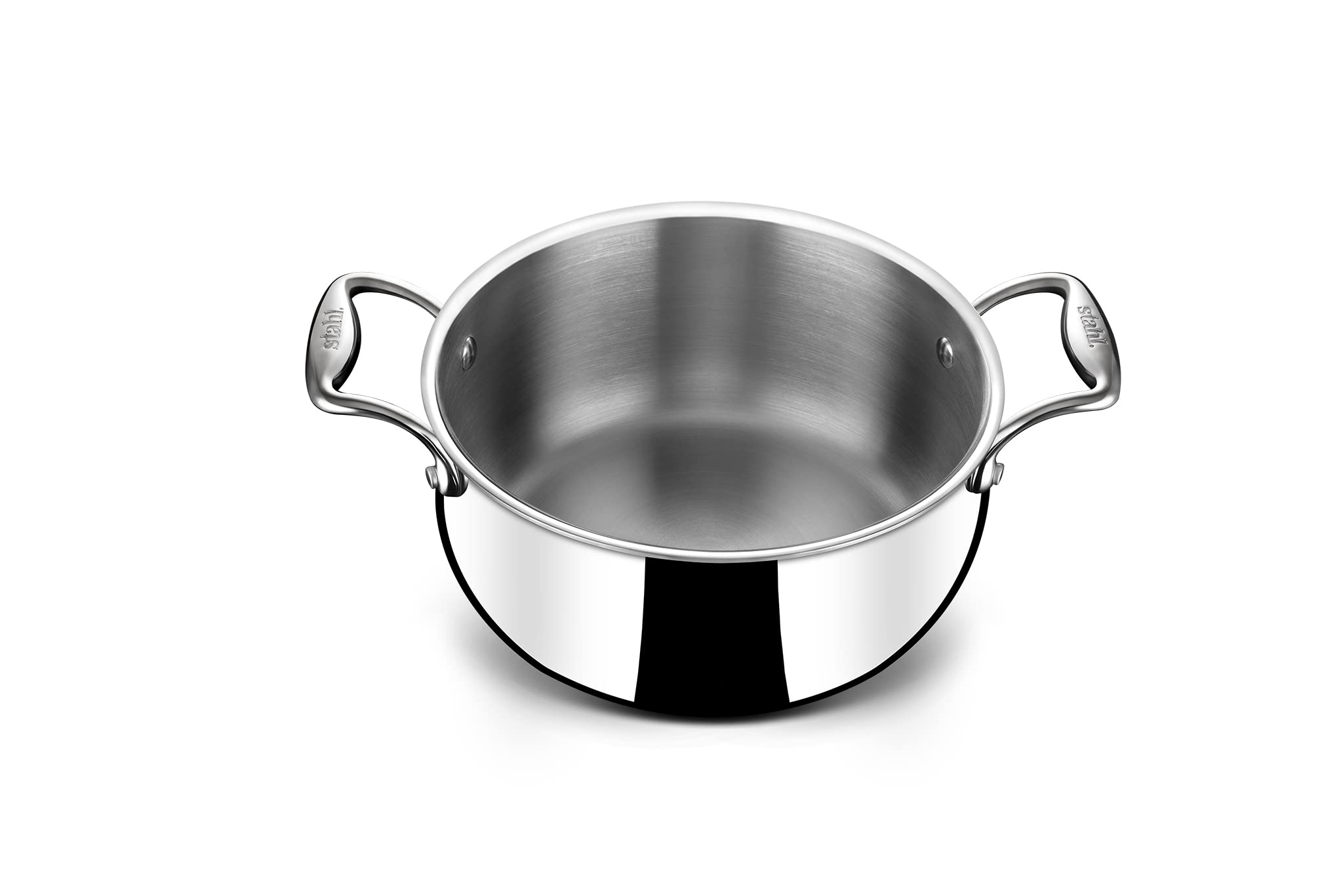 Stahl Triply Stainless Steel Sauce Pot with Lid I Stainless Steel Belly Casserole | Tri Ply Biryani Pot with Induction Base | Artisan 4178, Dia 18 cm, 2.4 L (Serves 3 People)