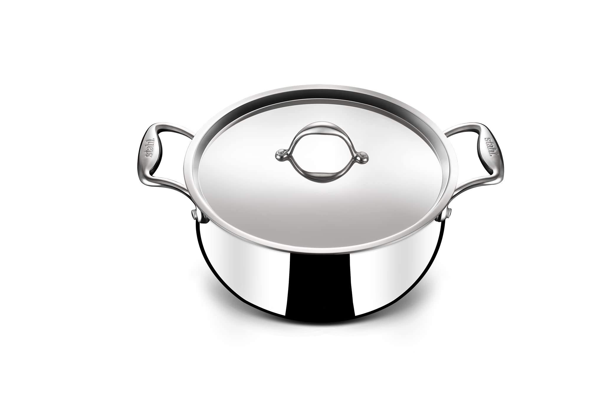 Stahl Triply Stainless Steel Sauce Pot with Lid I Stainless Steel Belly Casserole | Tri Ply Biryani Pot with Induction Base | Artisan 4178, Dia 18 cm, 2.4 L (Serves 3 People)