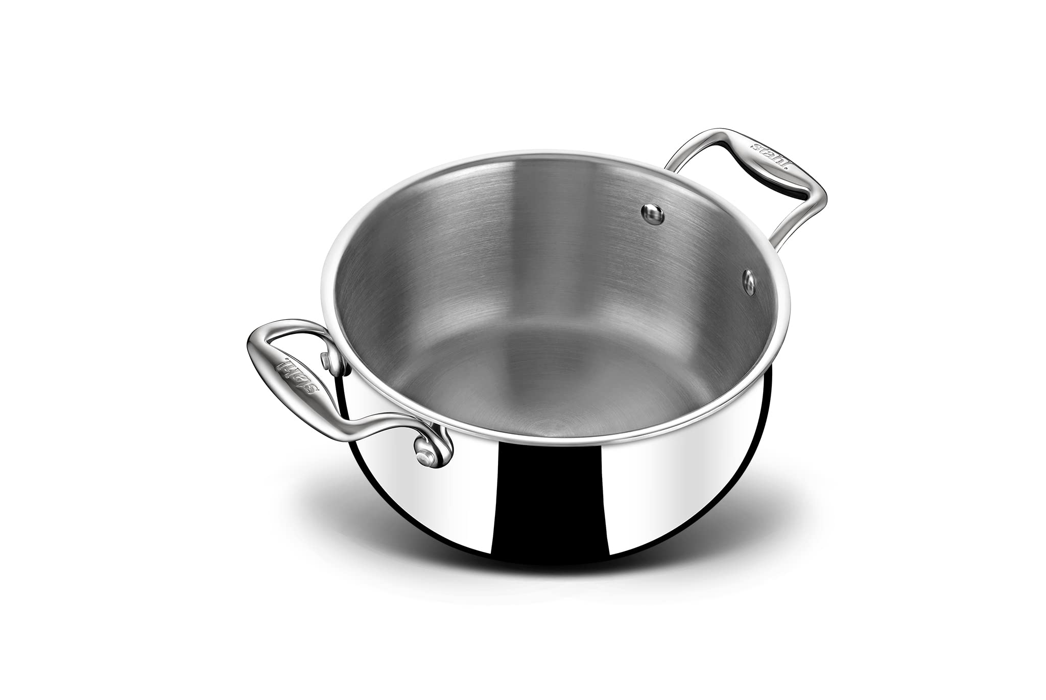 Stahl Triply Stainless Steel Sauce Pot with Lid I Stainless Steel Belly Casserole | Tri Ply Biryani Pot with Induction Base | Artisan 4178, Dia 18 cm, 2.4 L (Serves 3 People)