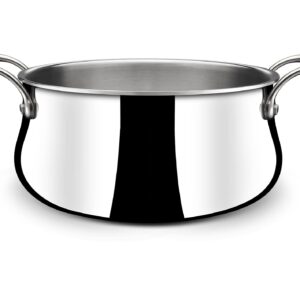 Stahl Triply Stainless Steel Sauce Pot with Lid I Stainless Steel Belly Casserole | Tri Ply Biryani Pot with Induction Base | Artisan 4178, Dia 18 cm, 2.4 L (Serves 3 People)