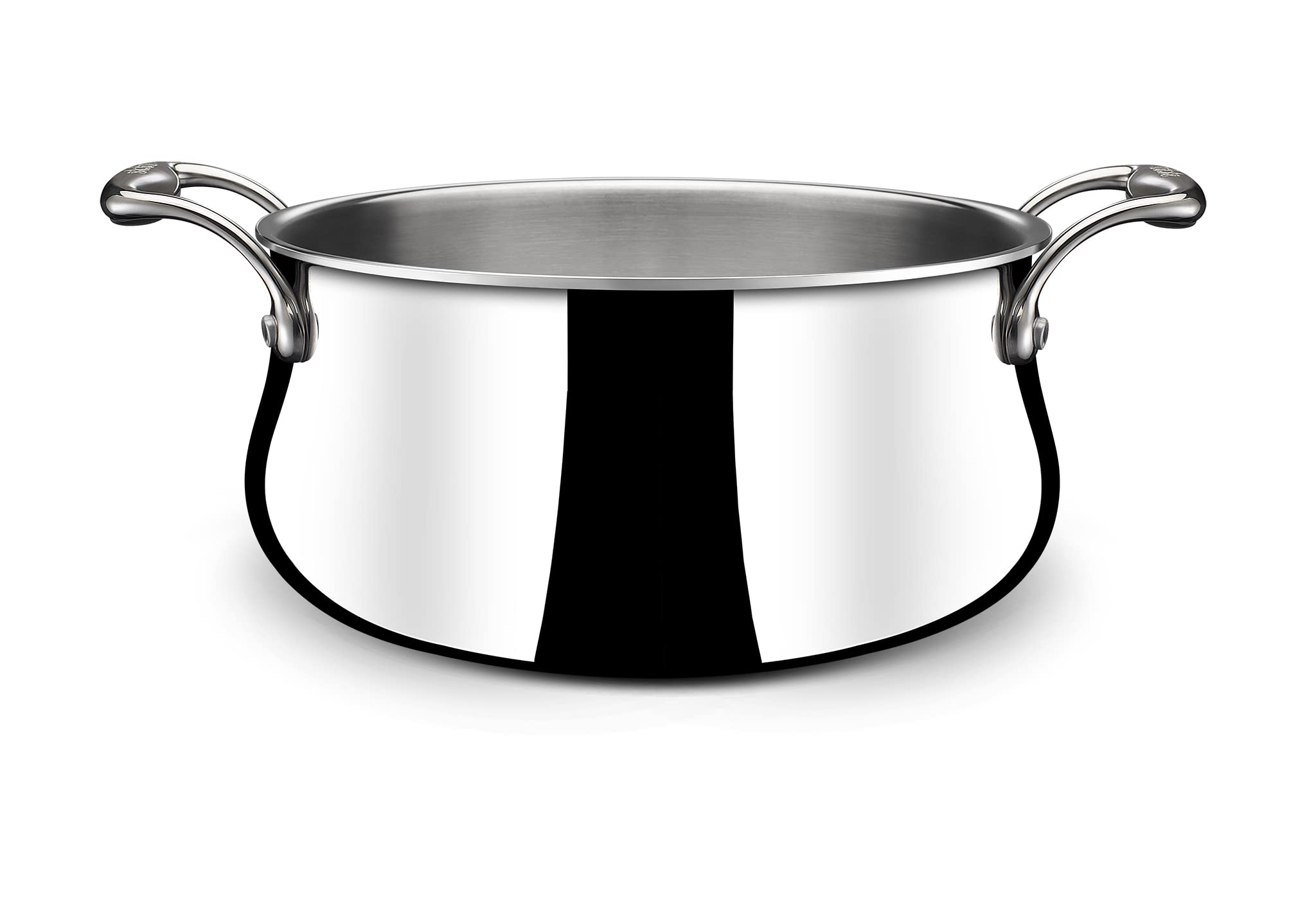 Stahl Triply Stainless Steel Sauce Pot with Lid I Stainless Steel Belly Casserole | Tri Ply Biryani Pot with Induction Base | Artisan 4178, Dia 18 cm, 2.4 L (Serves 3 People)