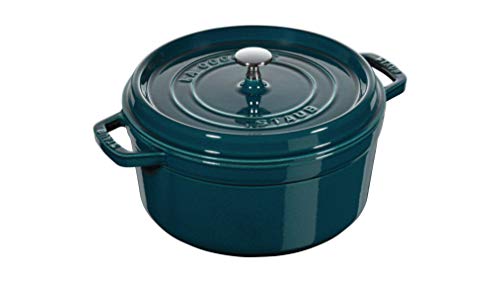 STAUB 1003317 Cast Iron Roaster/Cocotte, Round, 28 cm, 6.7 L, La Mer