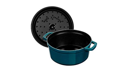 STAUB 1003317 Cast Iron Roaster/Cocotte, Round, 28 cm, 6.7 L, La Mer