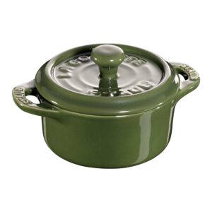 STAUB Ceramics Mini Round Cocotte Set, 3-piece, Basil