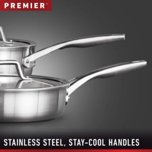 Calphalon Premier Stainless Steel Cookware, 6-Quart Stockpot with Cover & Saute Pan with Lid, 5 QT, Silver