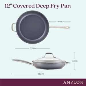 Anolon Accolade Forged Hard Anodized Deep Frying Pan, 12 Inch - Moonstone Gray & Accolade Forged Hard Anodized Frying Pans/Skillet Set, 10 Inch and 12 Inch - Moonstone Gray