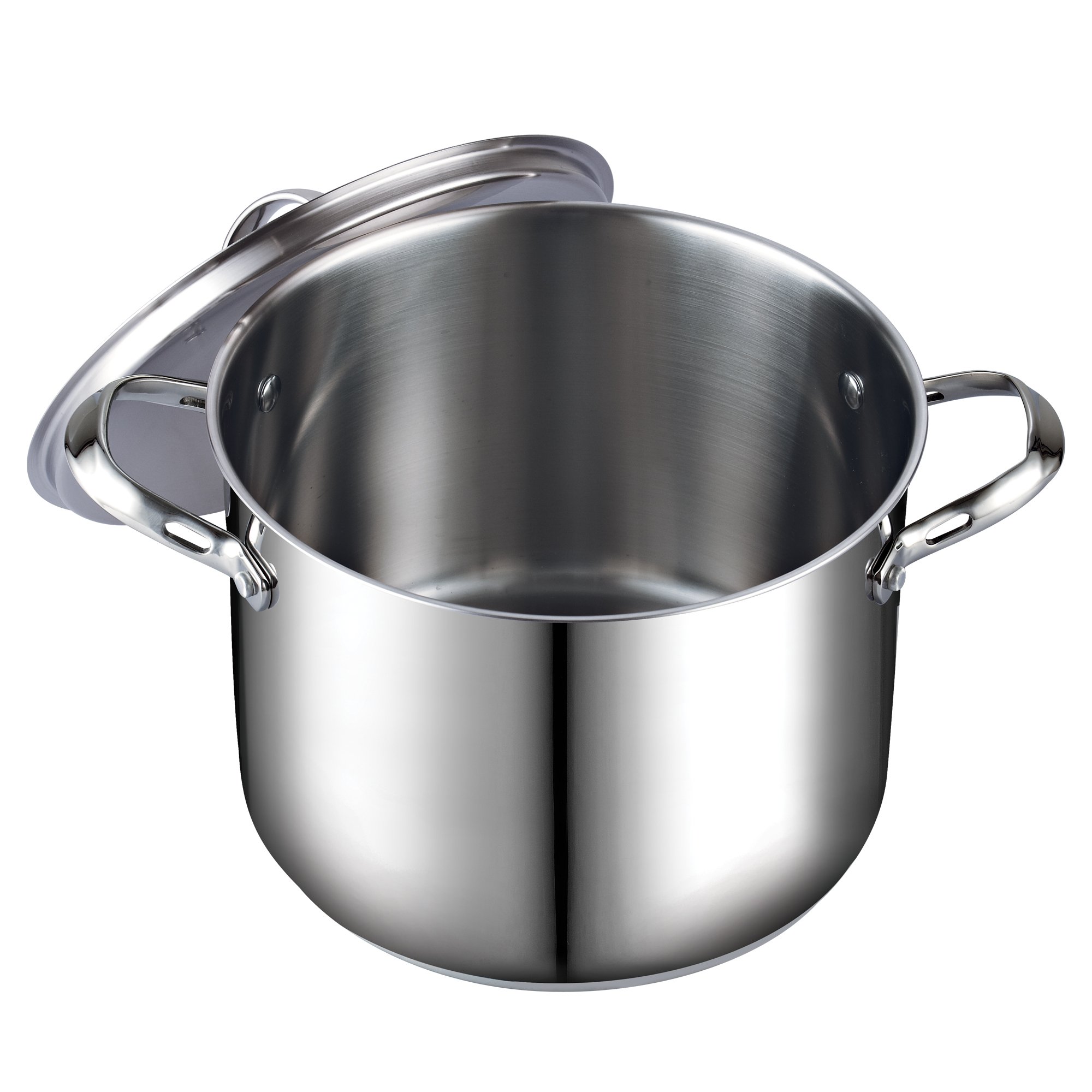 Cooks Standard 7-Quart Classic Stainless Steel Dutch Oven Casserole Stockpot with Lid & 8-Quart Classic Stainless Steel Stockpot with Lid, 8-QT, Silver