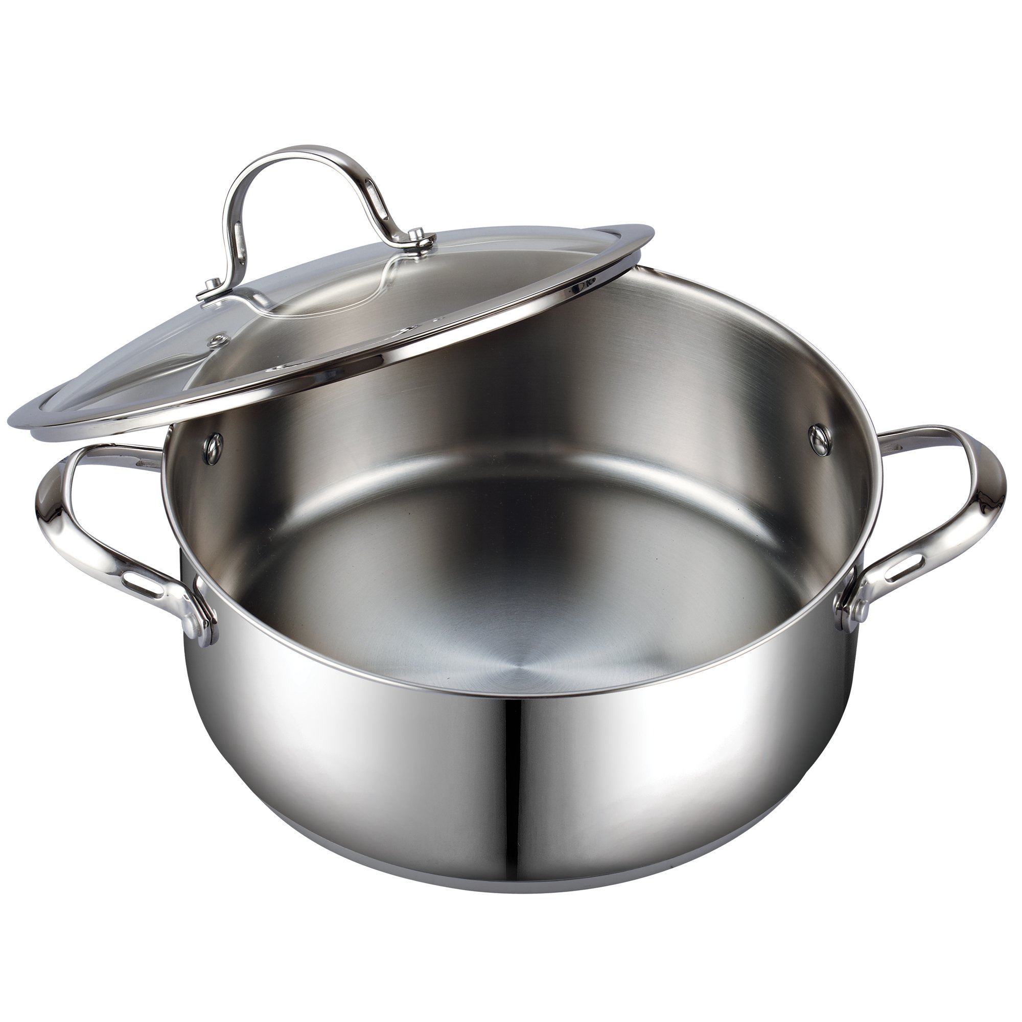 Cooks Standard 7-Quart Classic Stainless Steel Dutch Oven Casserole Stockpot with Lid & 8-Quart Classic Stainless Steel Stockpot with Lid, 8-QT, Silver