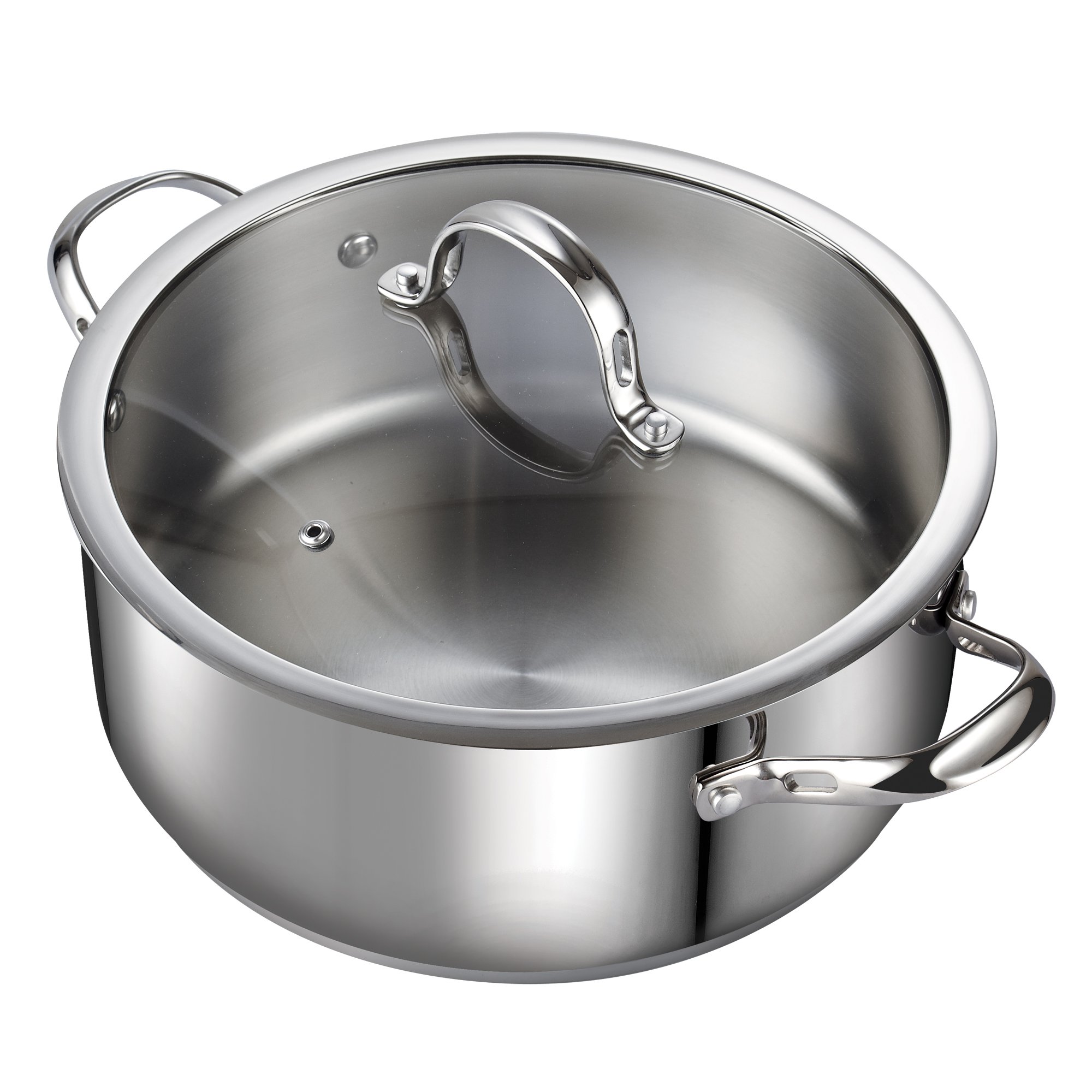 Cooks Standard 7-Quart Classic Stainless Steel Dutch Oven Casserole Stockpot with Lid & 8-Quart Classic Stainless Steel Stockpot with Lid, 8-QT, Silver