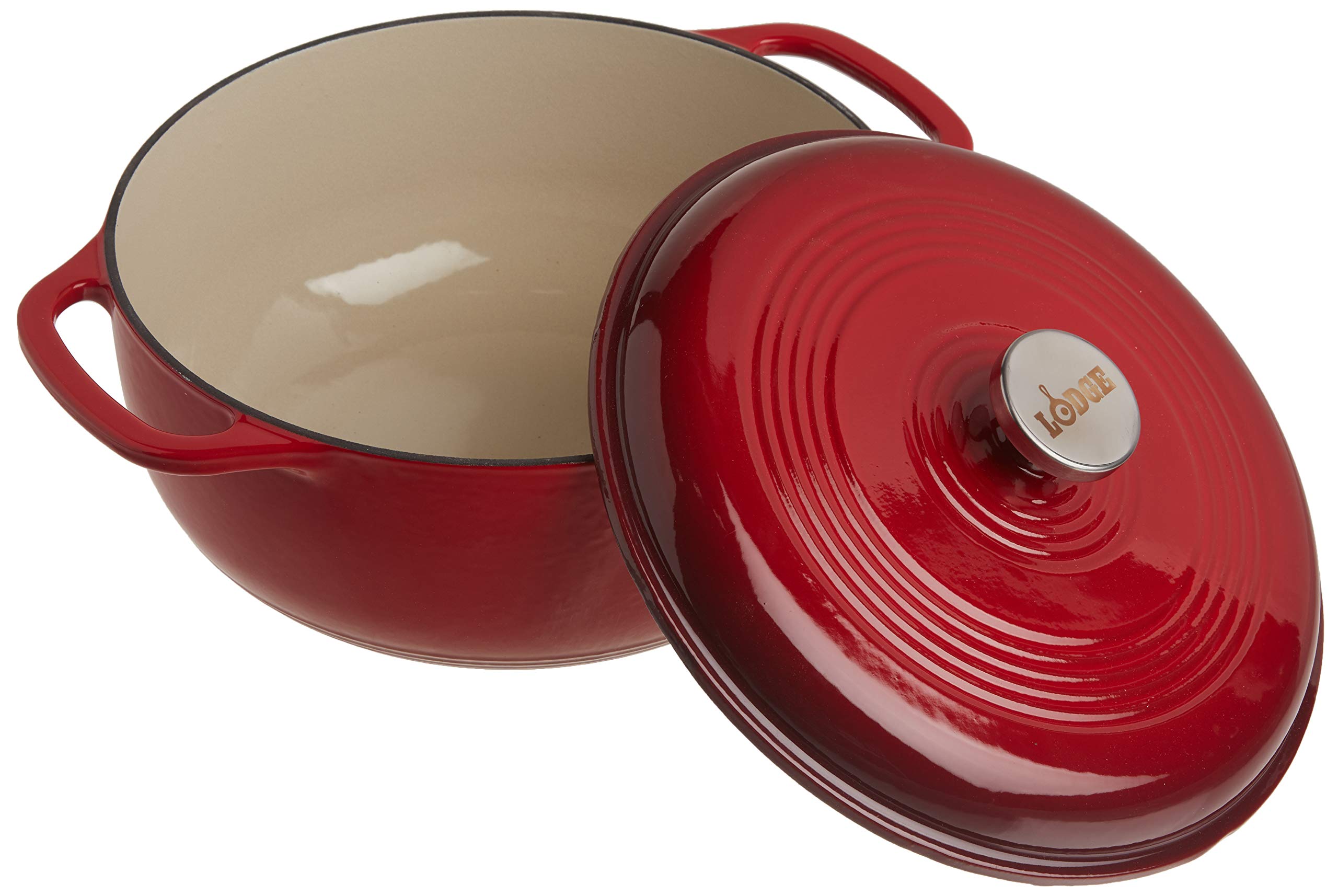 Lodge EC6D43 Enameled Cast Iron Dutch Oven, 6-Quart, Island Spice Red & Enameled Cast Iron and Stoneware Care Kit, 12 oz