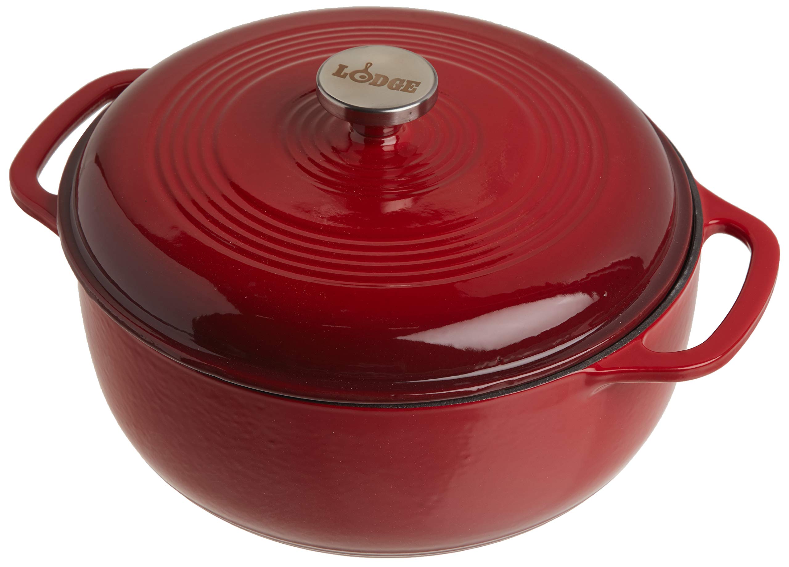 Lodge EC6D43 Enameled Cast Iron Dutch Oven, 6-Quart, Island Spice Red & Enameled Cast Iron and Stoneware Care Kit, 12 oz