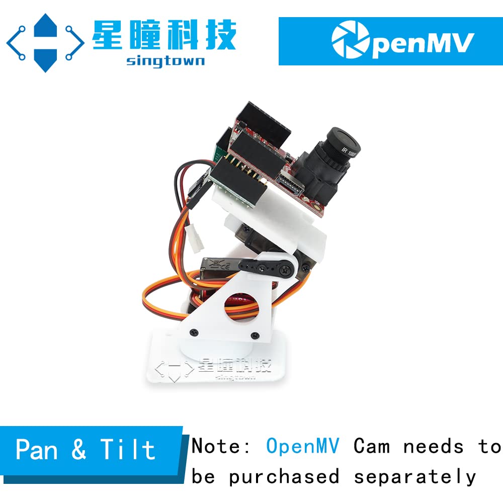 OpenMV Pan Tilt + 3.7V Li Battery + Charging Cable, SingTown, 360° Auto Tracking Face or Color Ball Robotics, Apply to OpenMV Cam H7 Plus, OpenMV Cam H7, OpenMV Cam M7, OpenMV Cam H7 R2