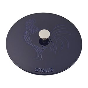 Staub Cast Iron 3.75-qt Essential French Oven Rooster - Dark Blue, Made in France