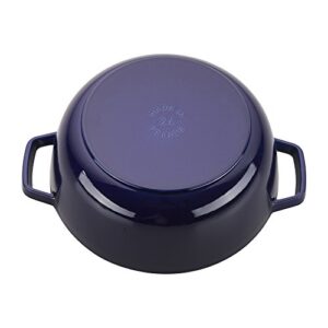 Staub Cast Iron 3.75-qt Essential French Oven Rooster - Dark Blue, Made in France