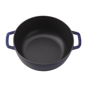 Staub Cast Iron 3.75-qt Essential French Oven Rooster - Dark Blue, Made in France