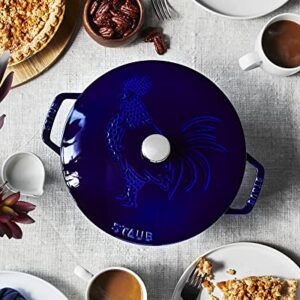 Staub Cast Iron 3.75-qt Essential French Oven Rooster - Dark Blue, Made in France