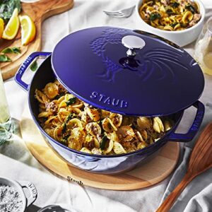 Staub Cast Iron 3.75-qt Essential French Oven Rooster - Dark Blue, Made in France