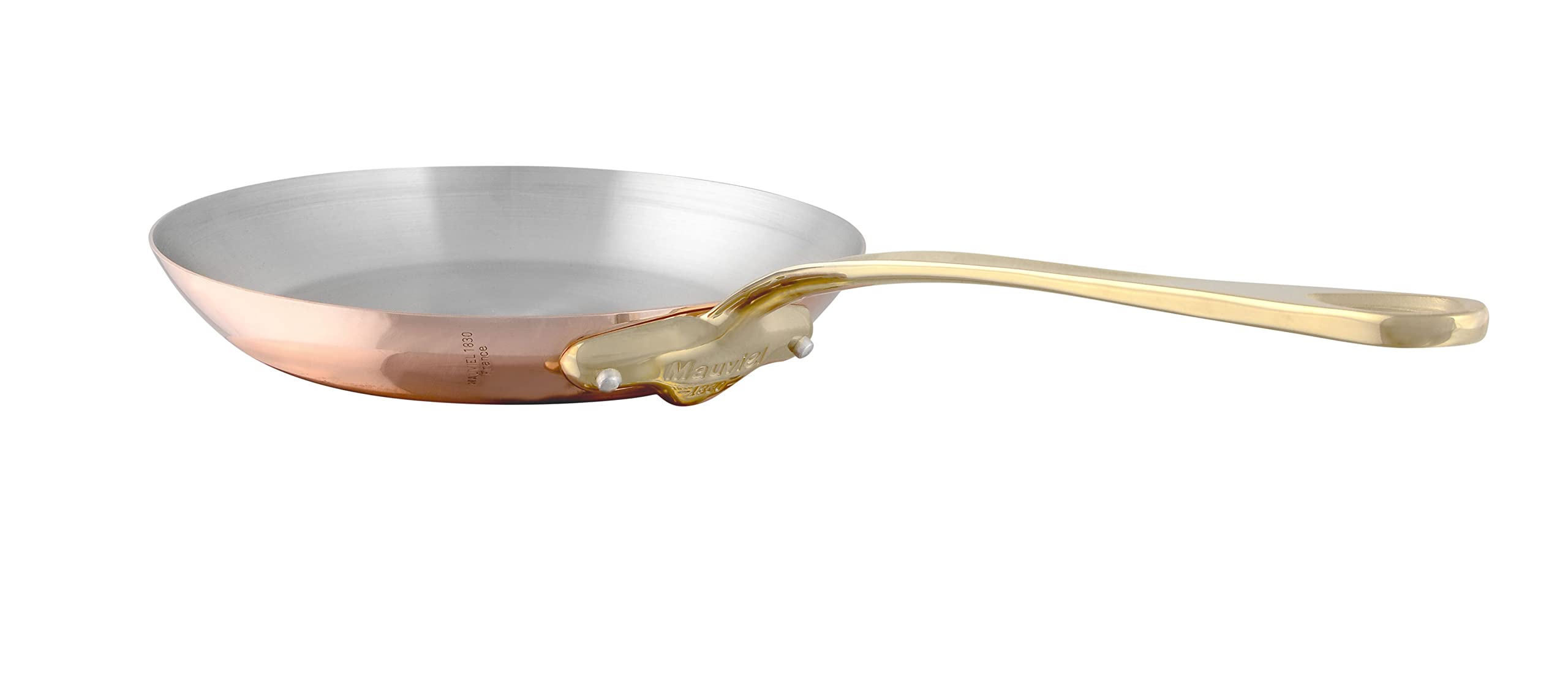 Mauviel M'150 B 1.5mm Polished Copper & Stainless Steel Frying Pan With Brass Handles, 10.2-in, Made in France