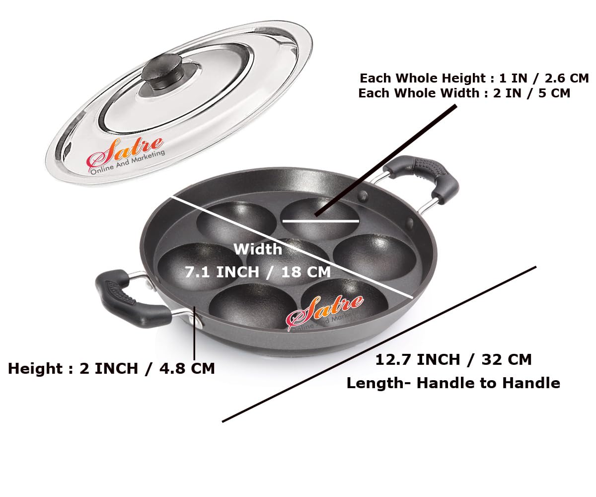 Satre Online And Marketing Heavy Induction Base Appam Pan 7 Cavity