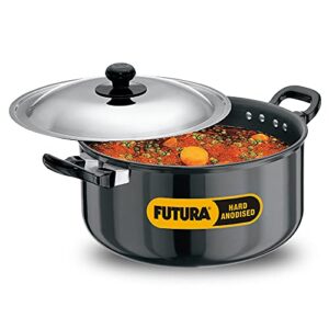 futura hard anodised stewpot, 5 liter, black