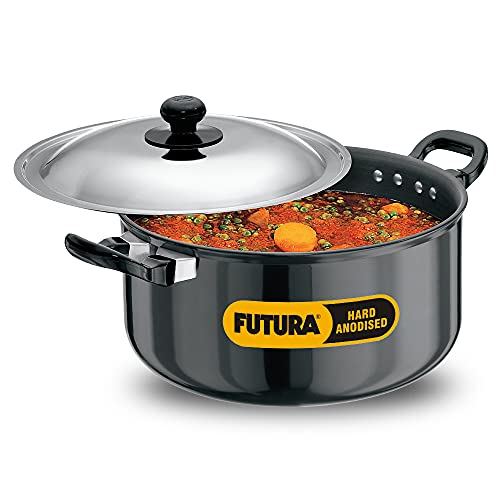 Futura Hard Anodised Stewpot, 5 LITER, Black