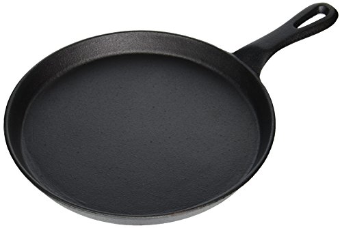 Winco Round Cast Iron Grill Pan, 10-Inch, Black Finish