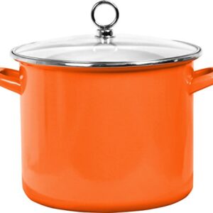 Calypso Basics by Reston Lloyd Enamel on Steel Stockpot with Glass Lid, 8-Quart, Orange