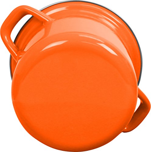 Calypso Basics by Reston Lloyd Enamel on Steel Stockpot with Glass Lid, 8-Quart, Orange