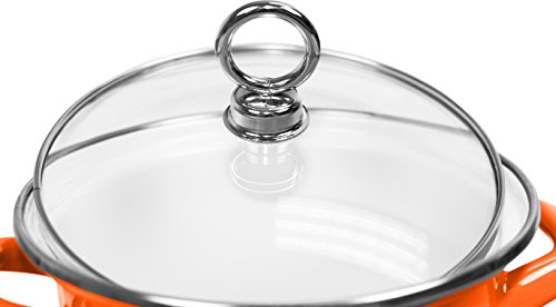 Calypso Basics by Reston Lloyd Enamel on Steel Stockpot with Glass Lid, 8-Quart, Orange