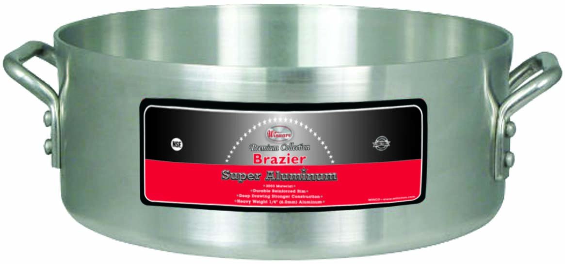 Winco USA Super Aluminum Braizer, Extra Heavy Weight, 18 Quart, Aluminum