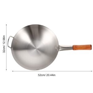 Kichvoe Round Bottom Carbon Steel Wok Pan，Carbon Steel Pow Wok，Wok And Stir Fry Pans For Home and Professional Cooking-12.5Inch