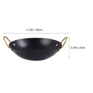 Luxshiny Stainless Steel Wok Ramyun Aluminum Pot Sukiyaki Pan Stainless Steel Reheating Pot Japanese Cooking Pot With Double Handles- 8inch Milk Pot Chinese Wok